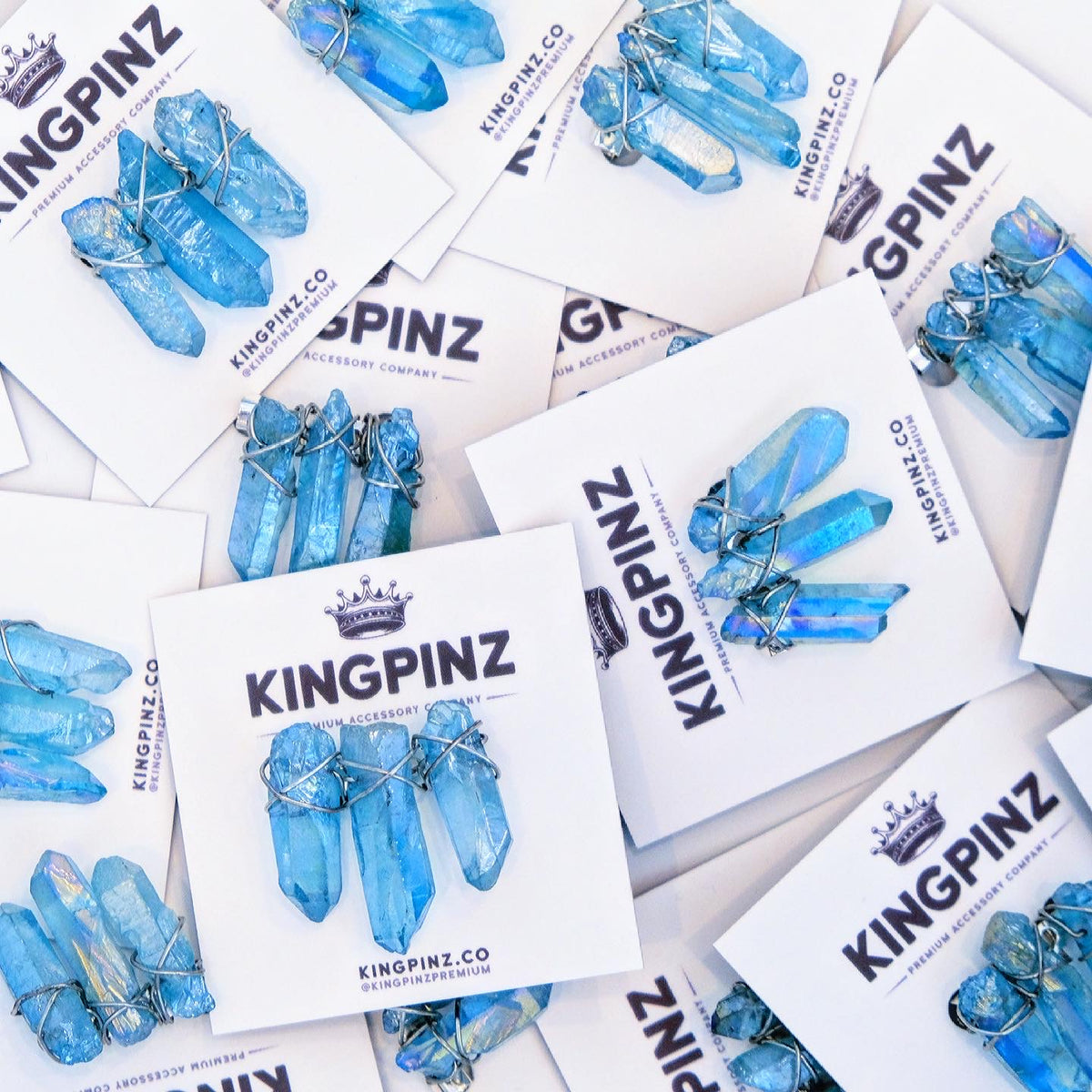 Quartz Crystal Lapel Pin - Blue
